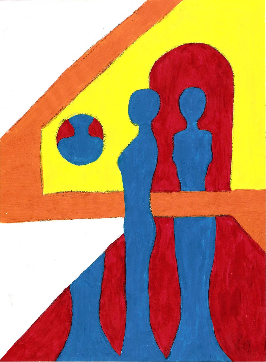 Fine Art A4 Acrylic Painting Blue Figures blue - Etsy