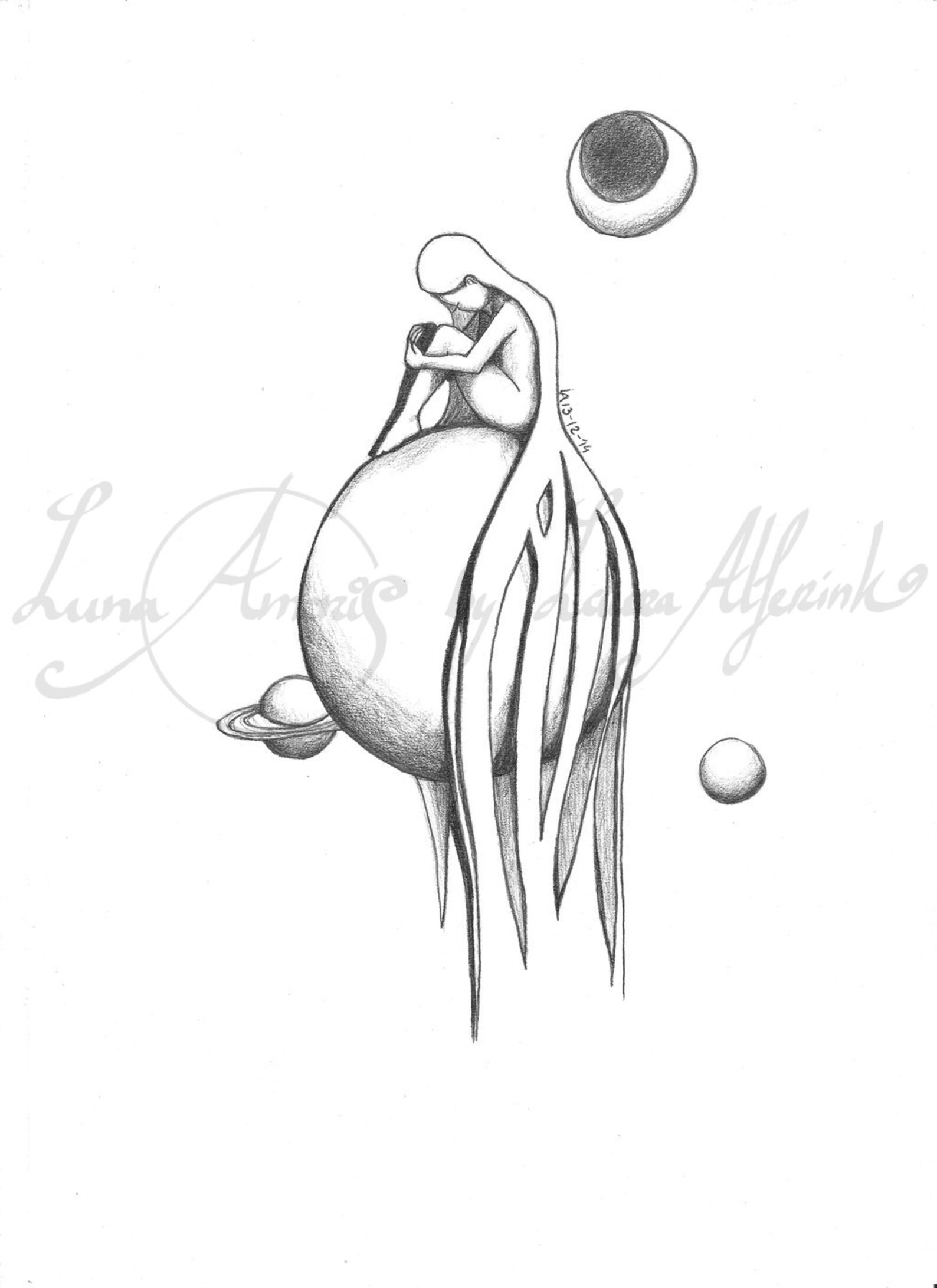 Fine Art A4 Graphite Pencil Drawing miss Planet PRINT of Original ...