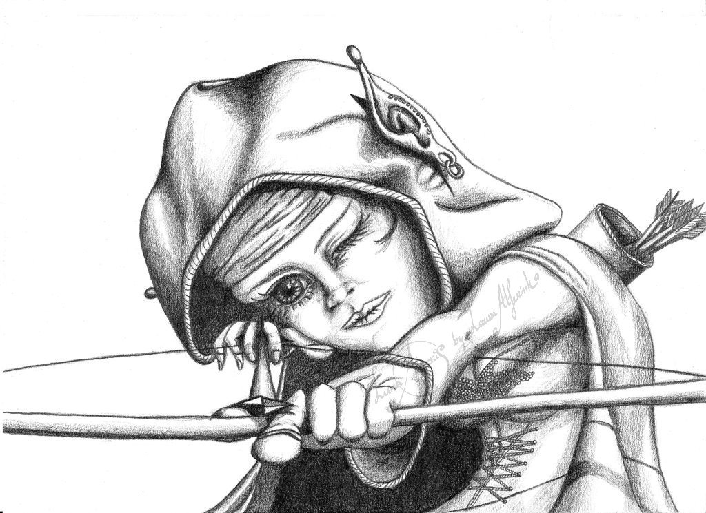 Bow And Arrow Pencil Drawing