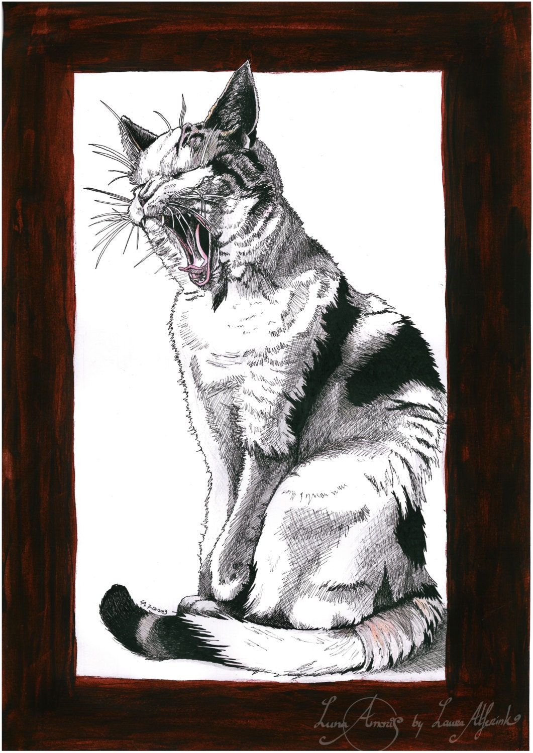 Fine Art A4 Fine-liner Pen Line-art and Acrylic "morning Exercise ...