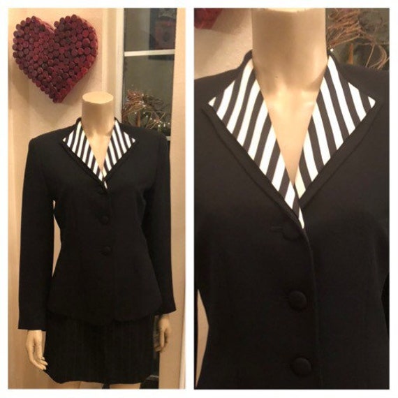 Cool Vintage Y2K Black and White Stripe Collar Kasper by YSL | Etsy