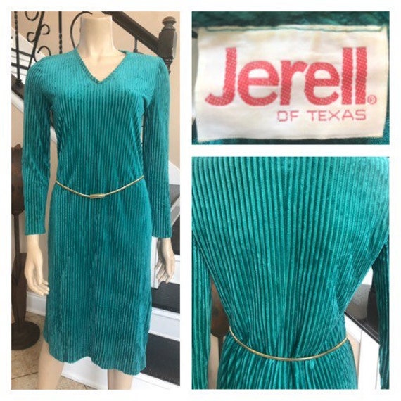 Cute Vintage Jerell of Texas Green Velour Look Long Sleeve | Etsy