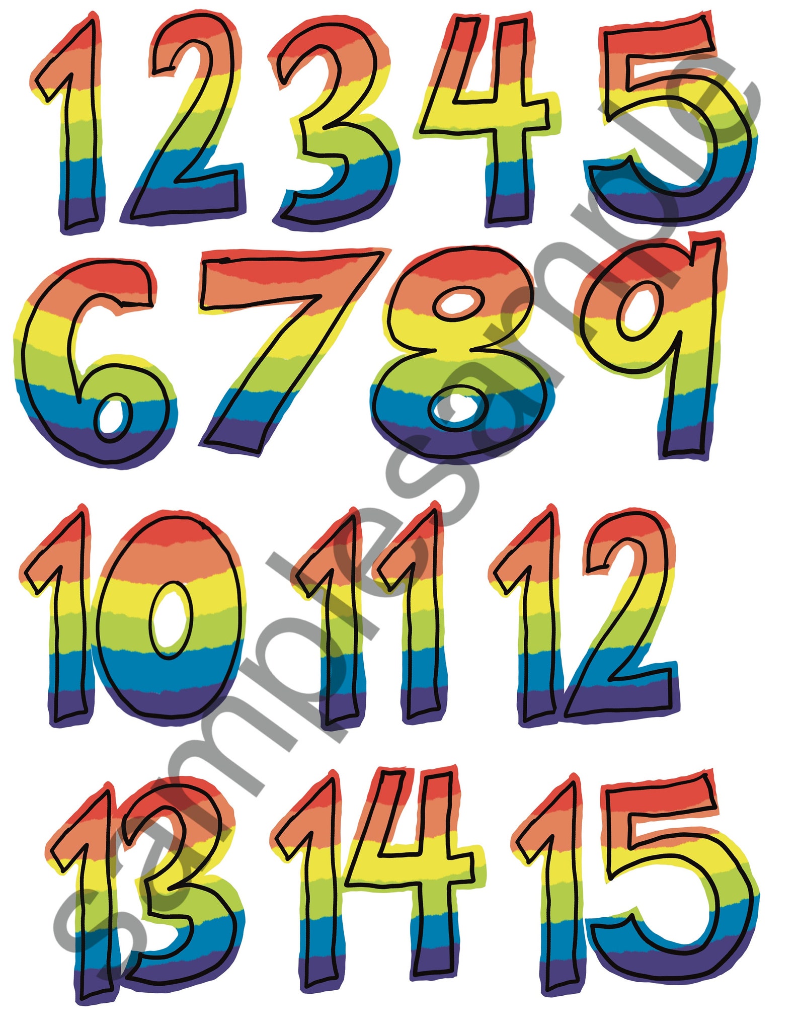 Rainbow Colored Printable Numbers for Journaling, or Scrapbooking, Days ...