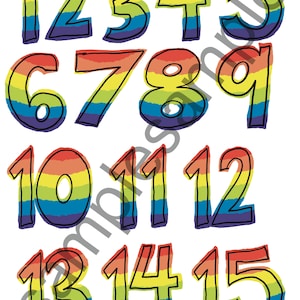 Rainbow Colored Printable Numbers for Journaling, or Scrapbooking, Days ...