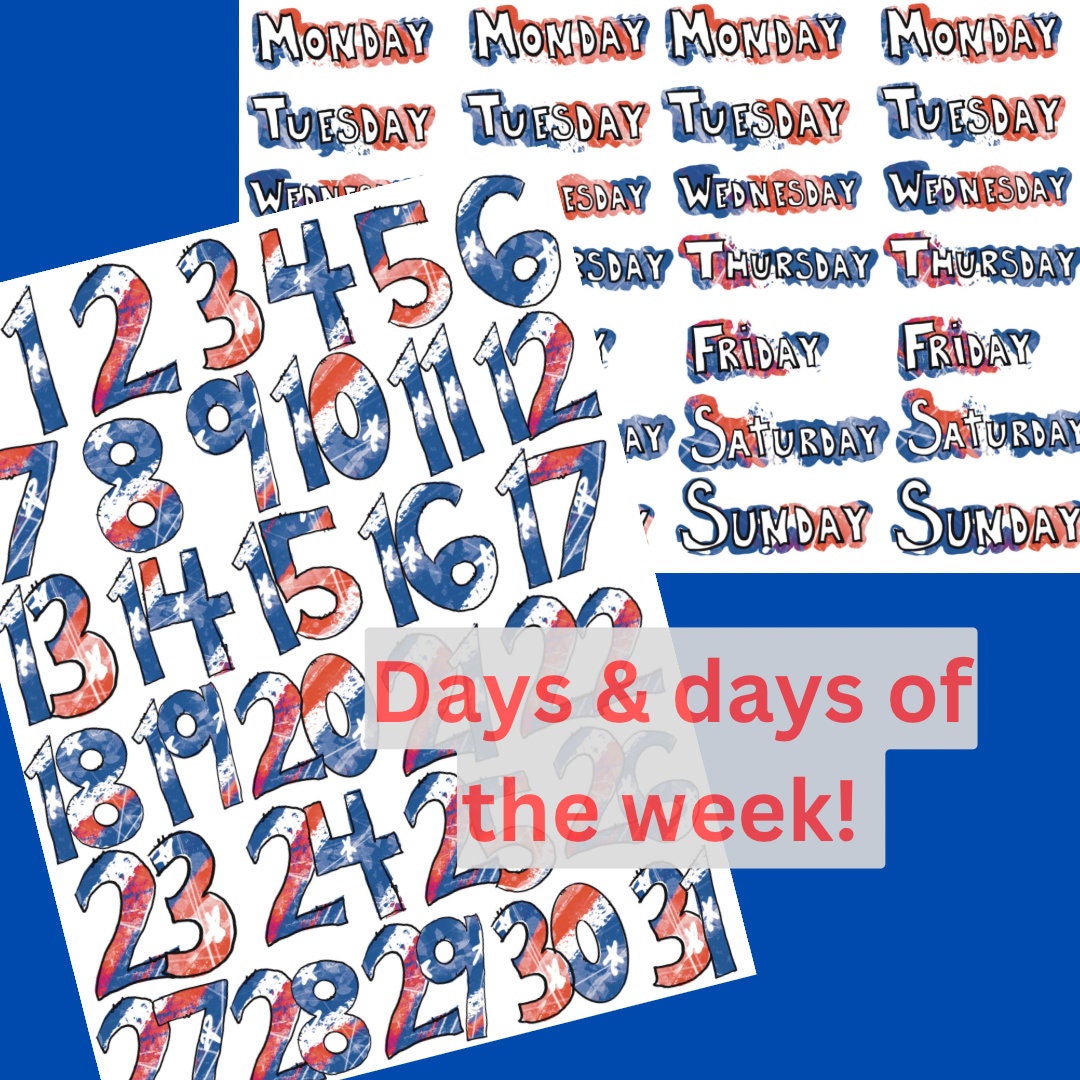 2023 July Journal Printables, Numbers Days of the Week, Calendar ...