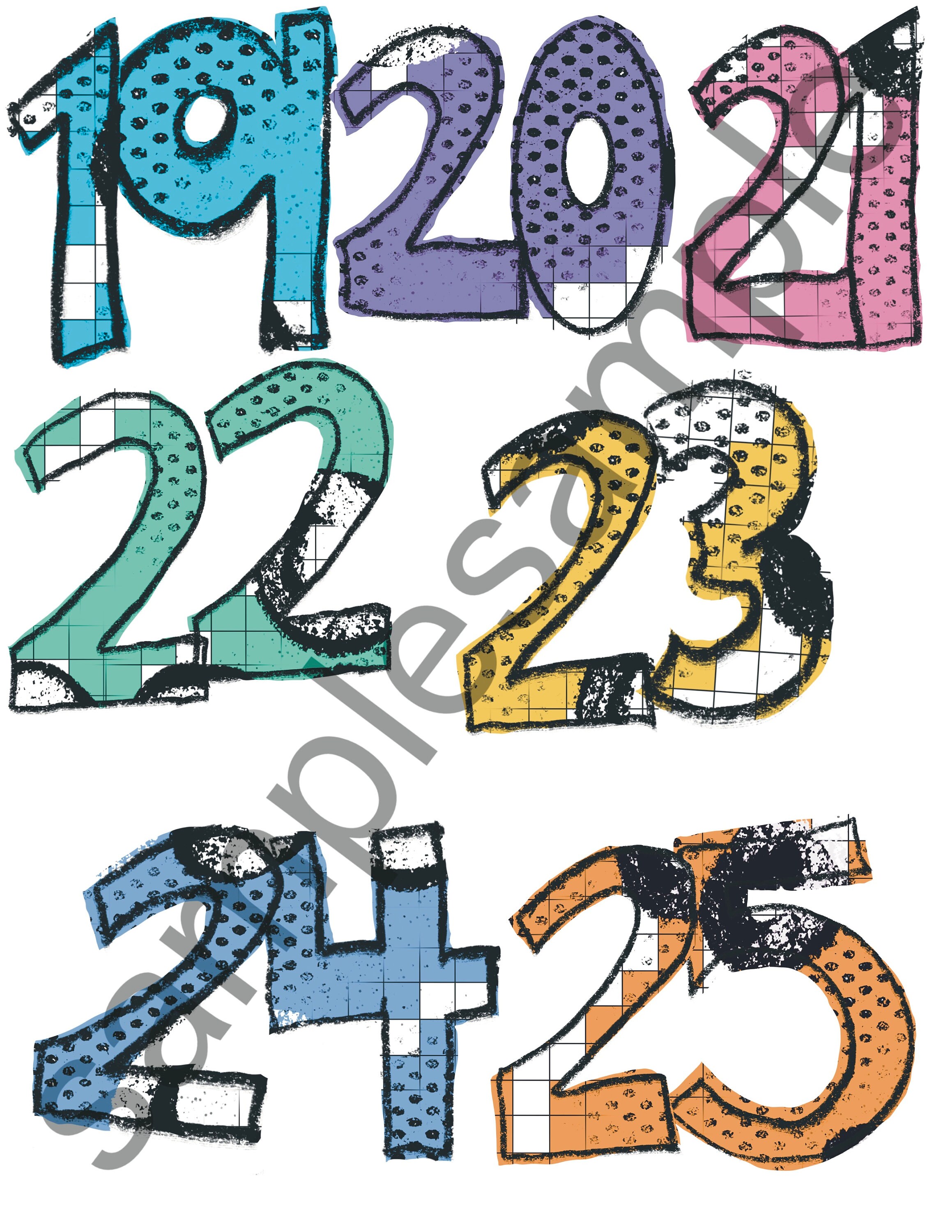 LARGE Multi Colored Printable Collage Numbers for Journaling or ...