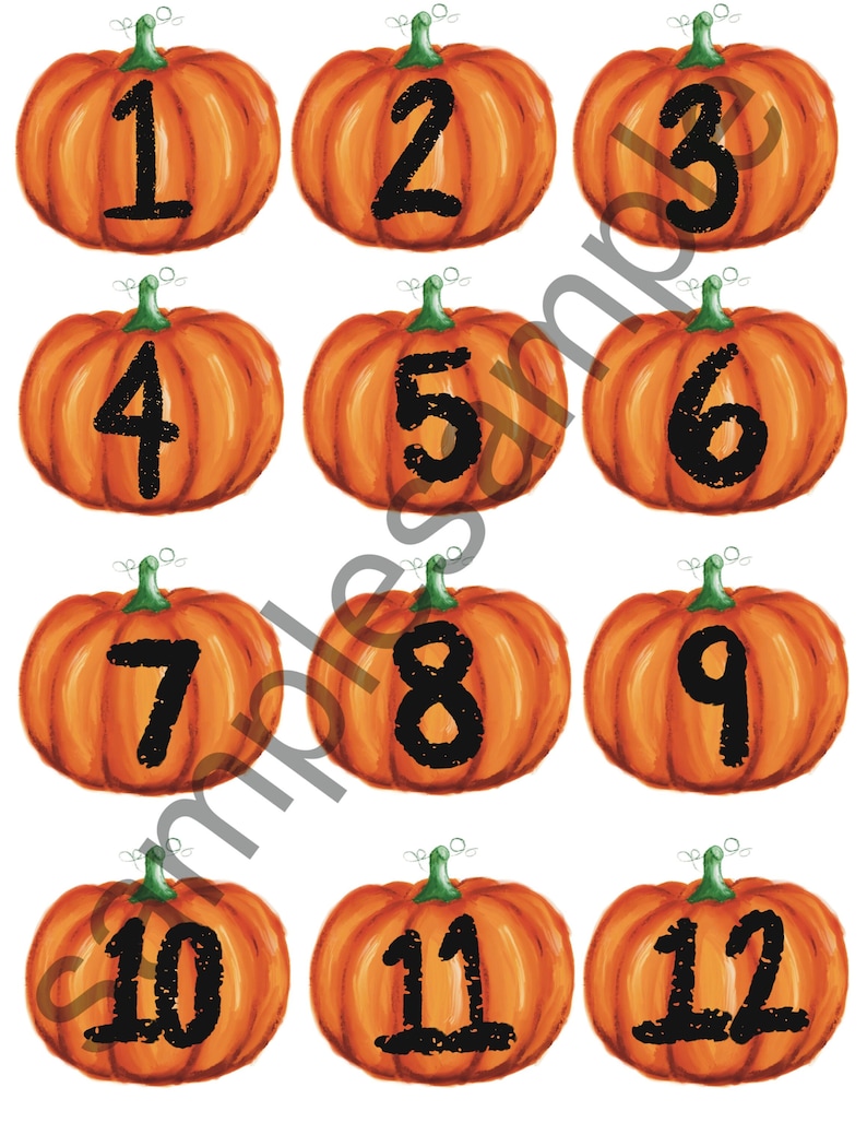 Fall Pumpkin Large Numbers, Daily Journal, Scrapbook, Planner, Days of ...