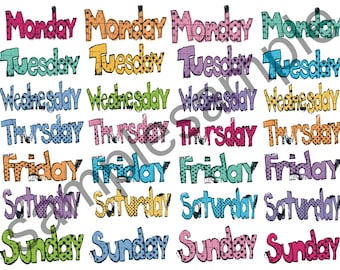 Rainbow Colored Journal Printable Days of the Week, Clip Art, Daily ...