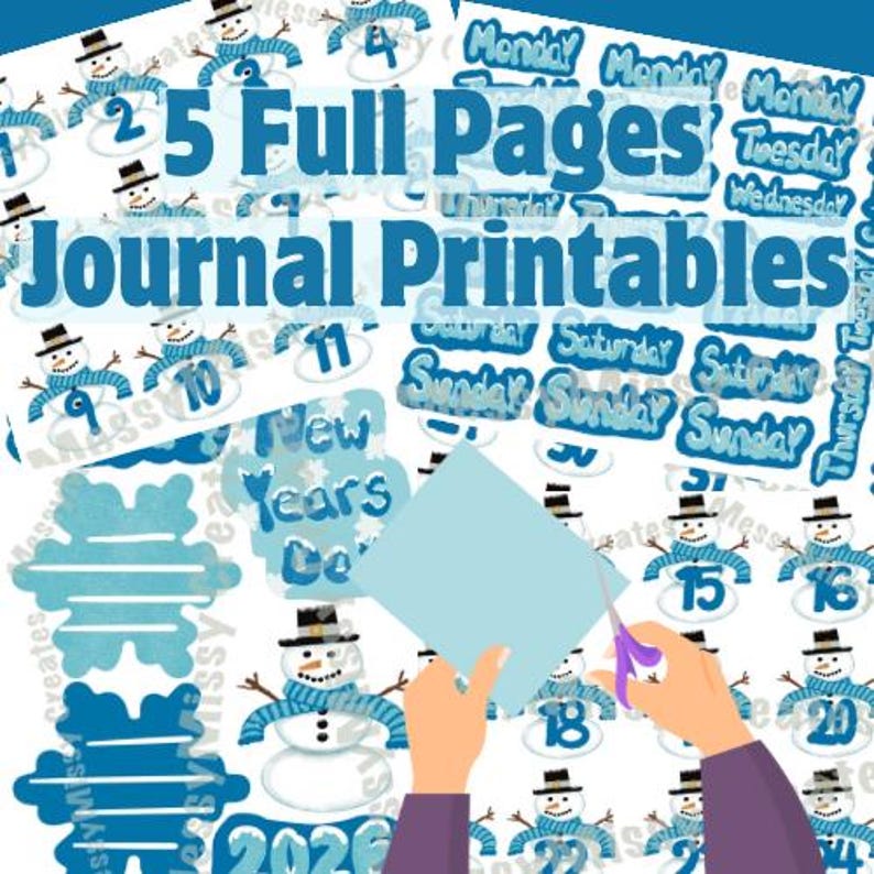 JANUARY 2026 Snowman Winter Journal Printables, Numbers, Days of the ...
