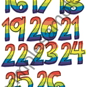 Rainbow Colored Printable Numbers for Journaling, or Scrapbooking, Days ...