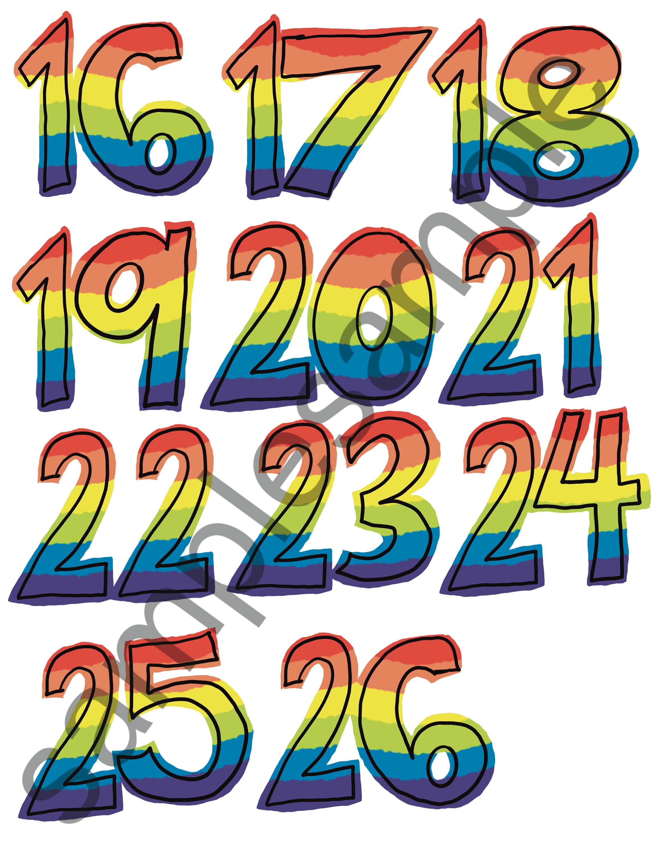 Rainbow Colored Printable Numbers for Journaling, or Scrapbooking, Days ...