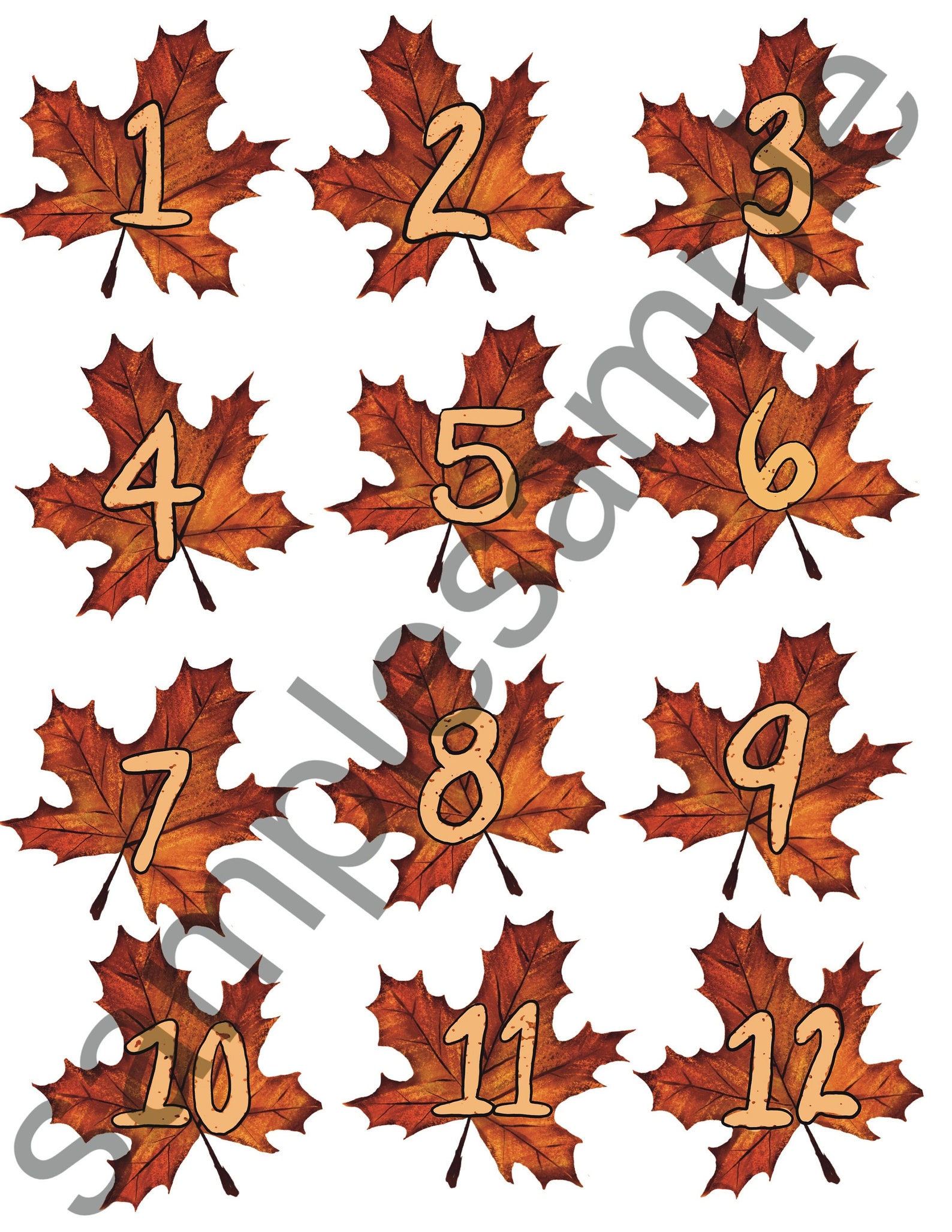 November Fall Leaves Large Numbers, Daily Journal, Scrapbook, Planner ...