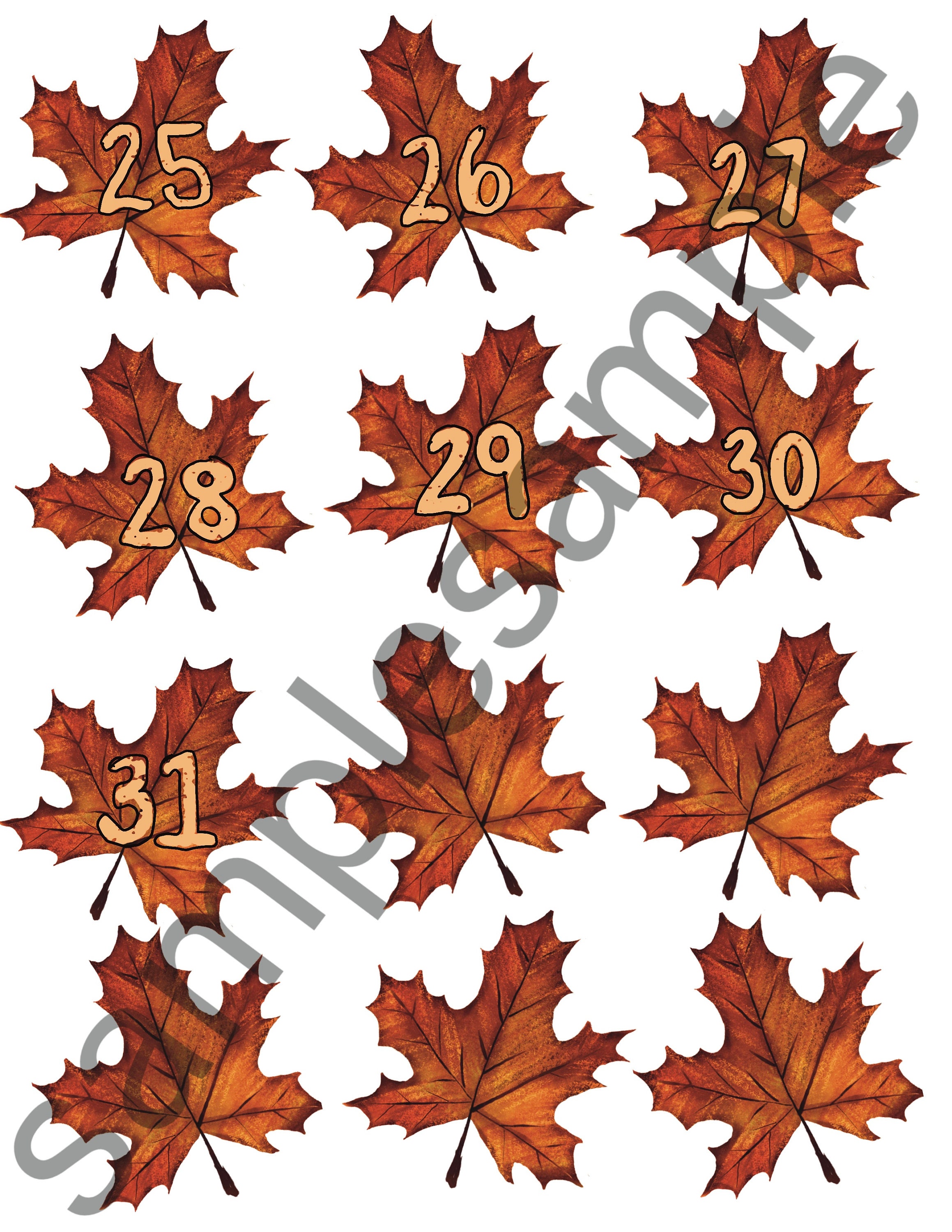 November Fall Leaves Large Numbers, Daily Journal, Scrapbook, Planner ...