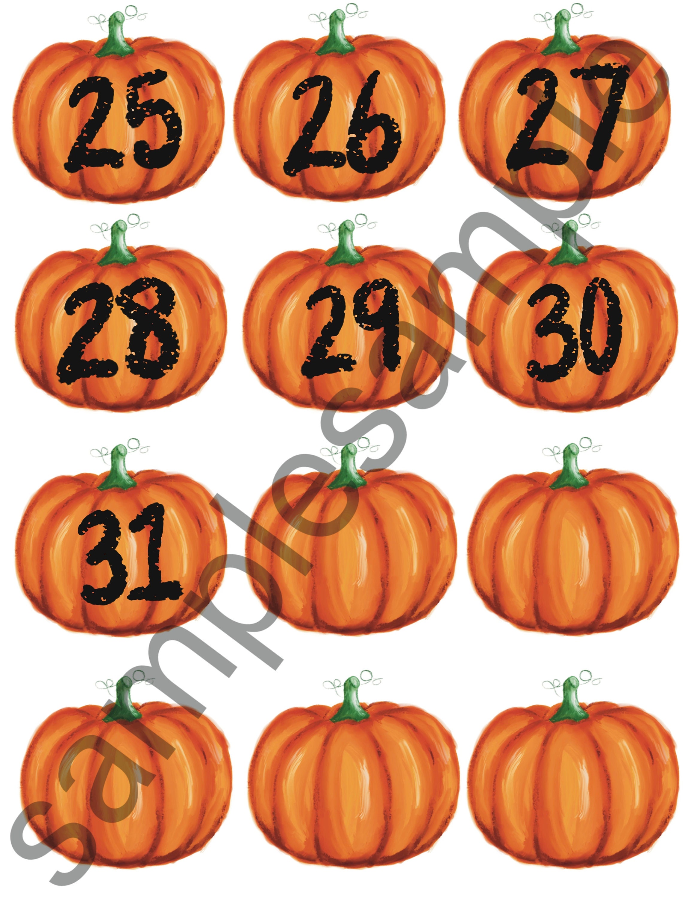 Fall Pumpkin Large Numbers, Daily Journal, Scrapbook, Planner, Days of ...