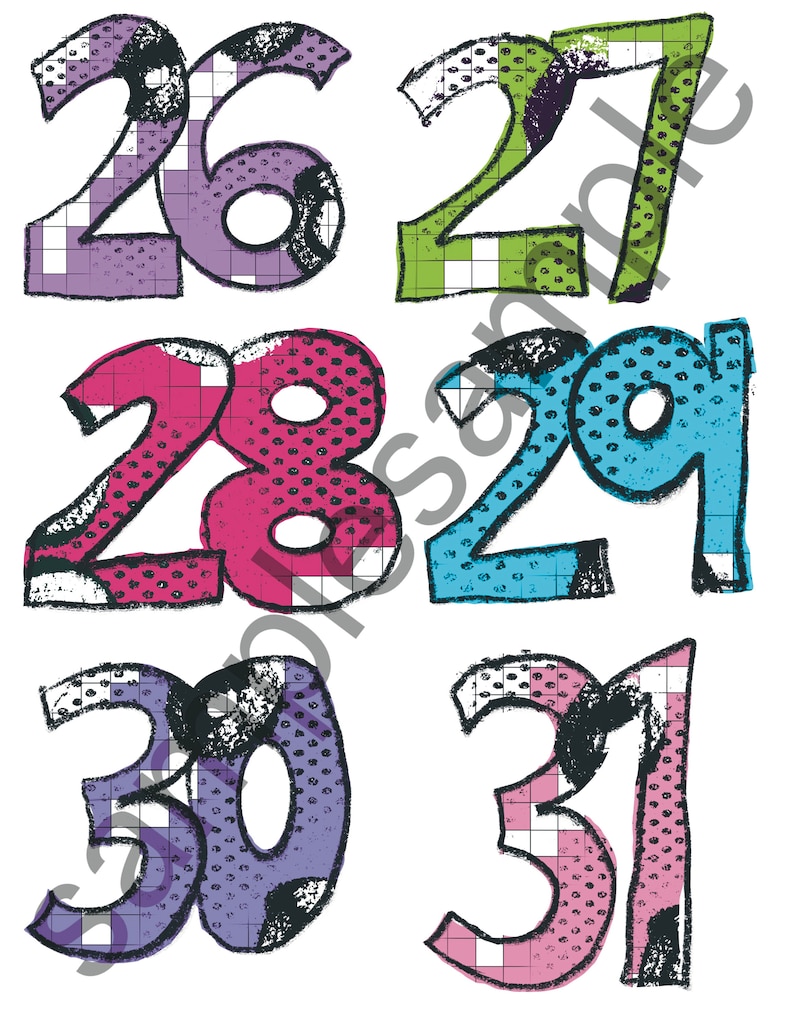 LARGE Multi Colored Printable Collage Numbers for Journaling or ...