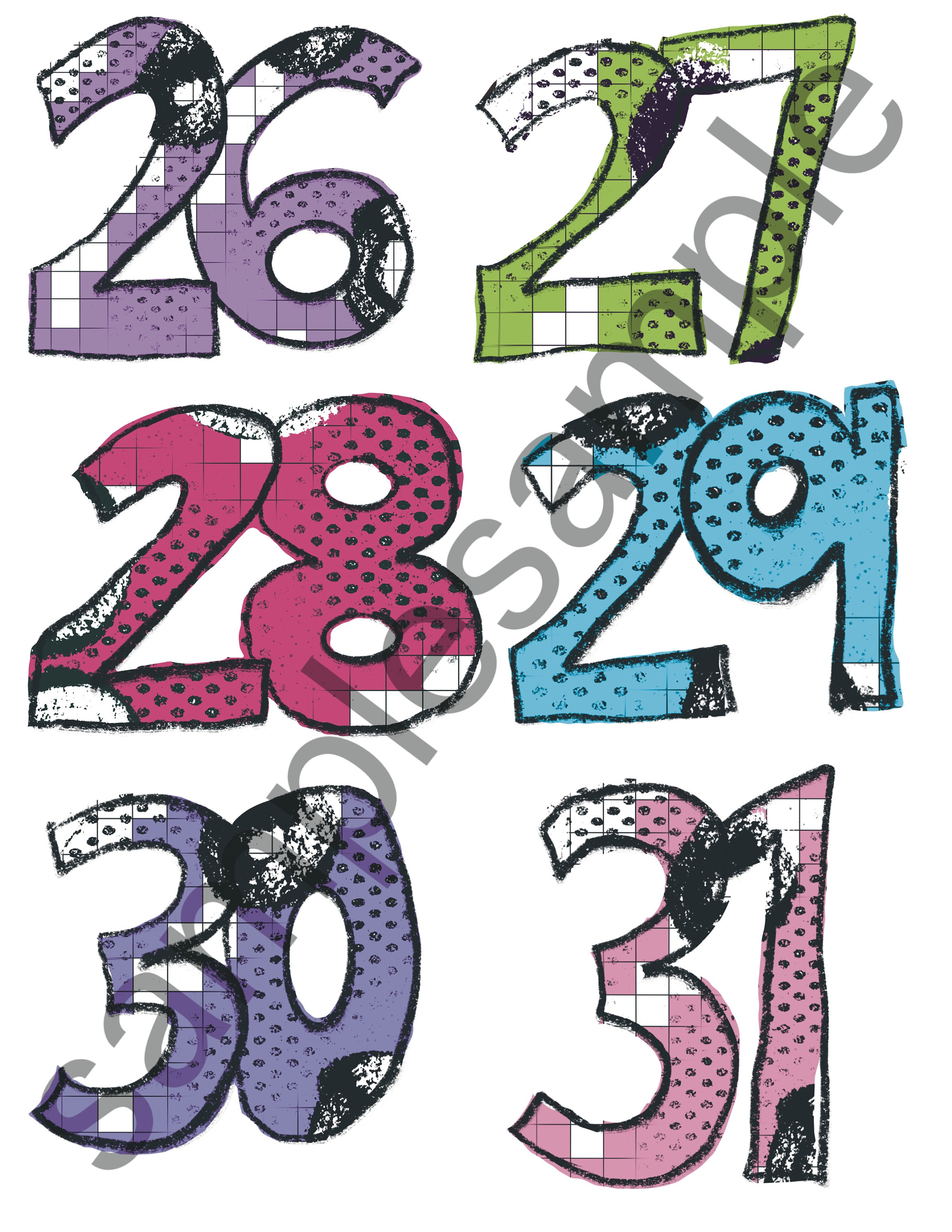 LARGE Multi Colored Printable Collage Numbers for Journaling or ...