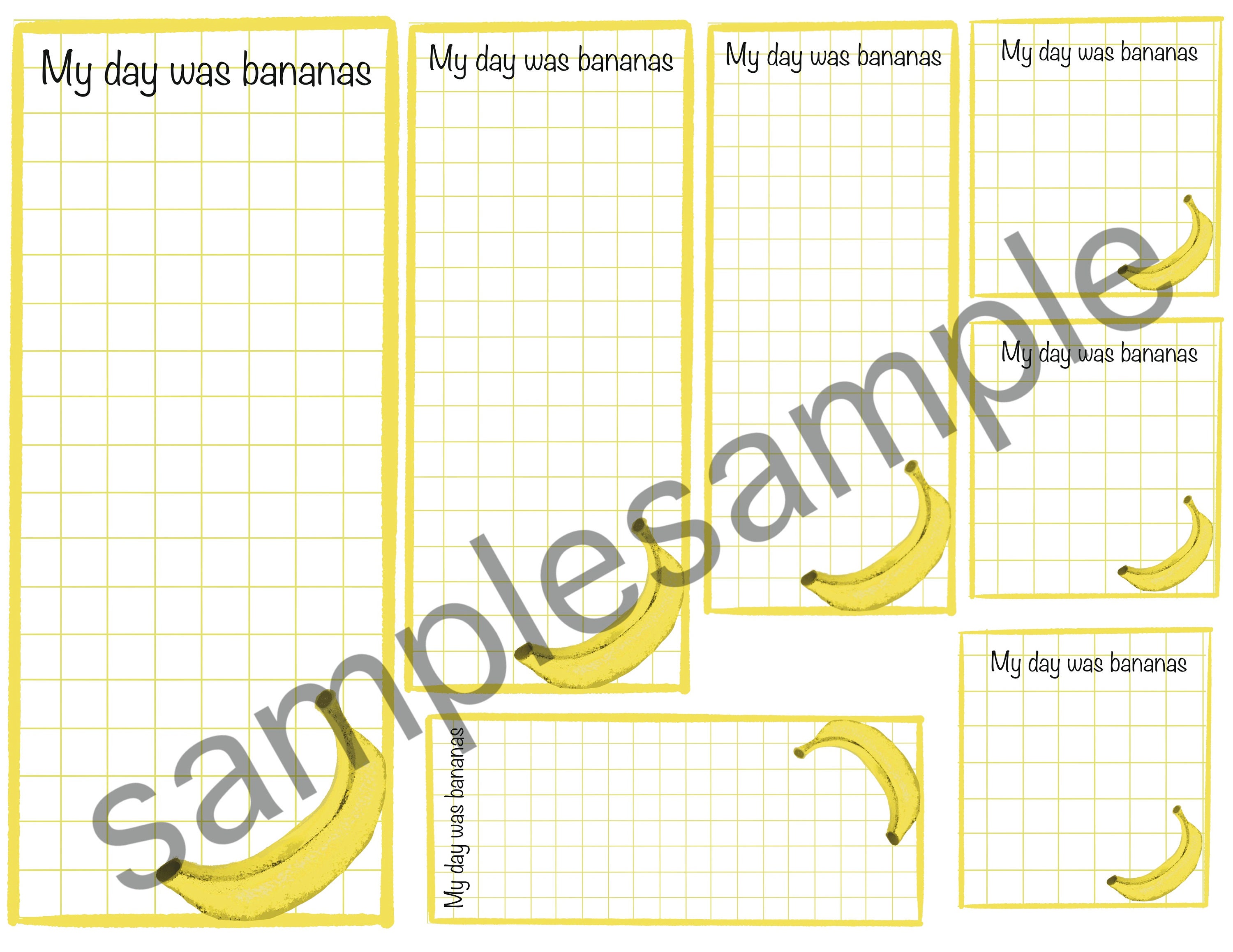 Hand Drawn Bananas Printable Note Pad, Journaling Spot, Daily Journal ...