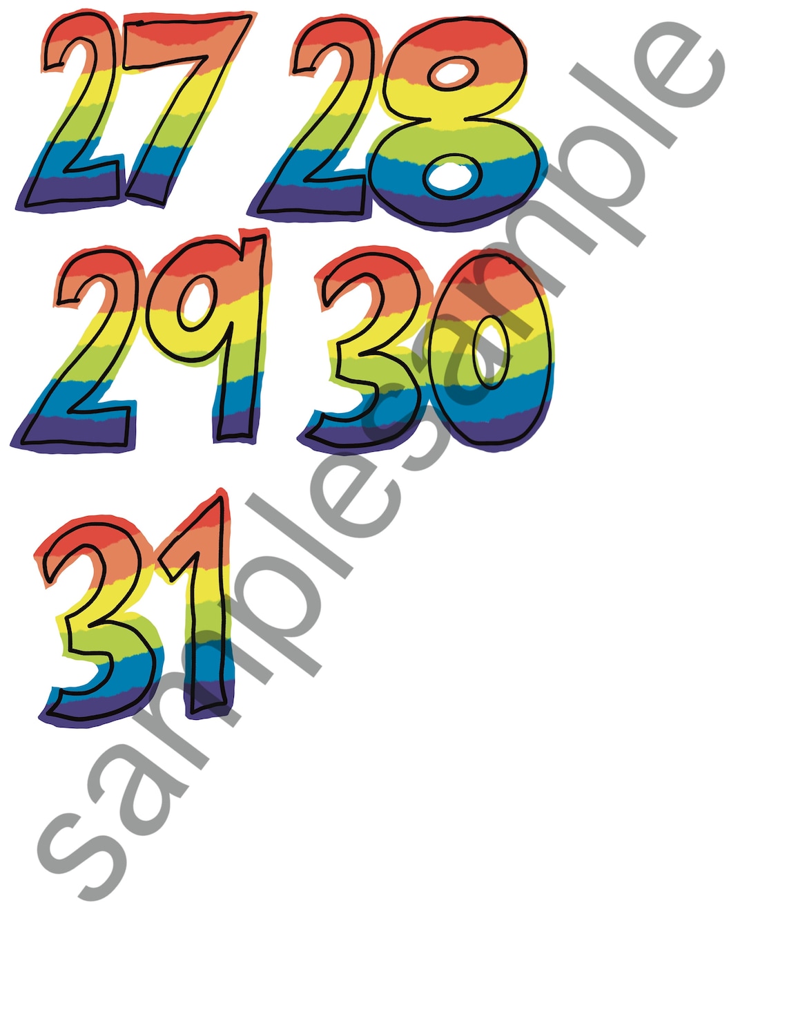 Rainbow Colored Printable Numbers for Journaling, or Scrapbooking, Days ...