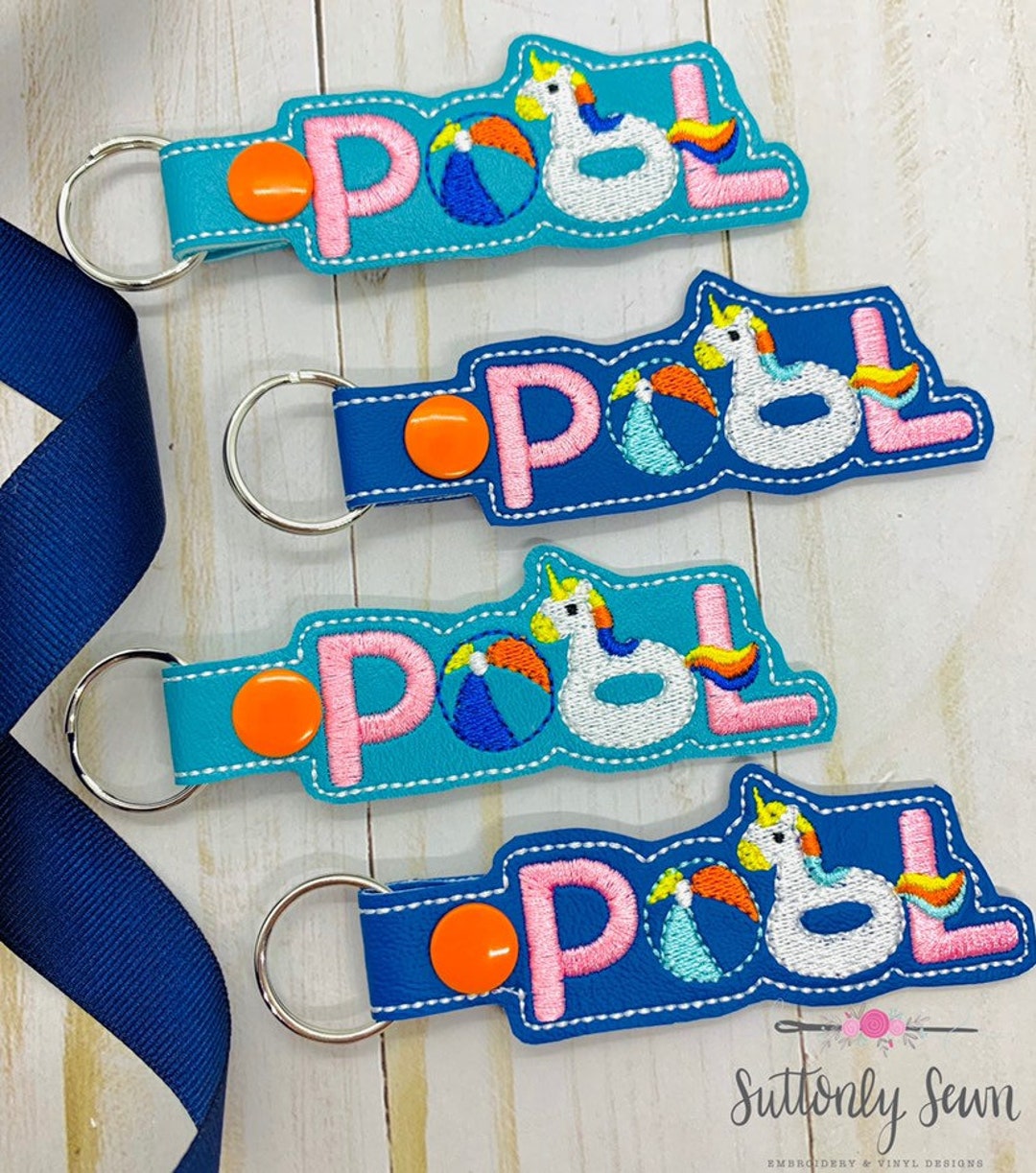 Pool Keychain, Embroidered, Keyfob, Handmade, Swimming Pool, Summer - Etsy