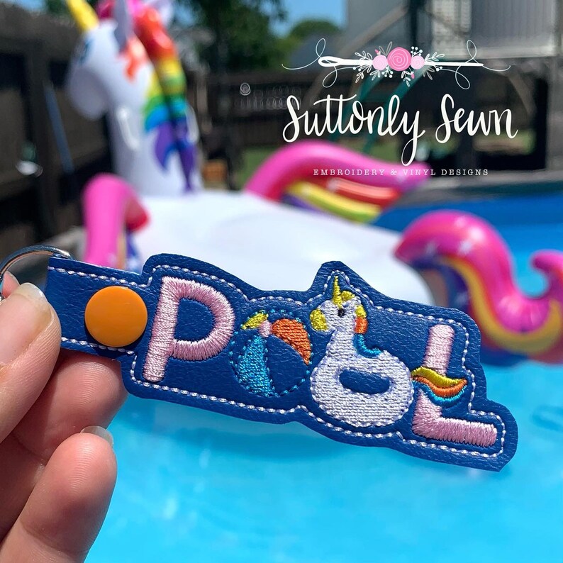 Pool Keychain Embroidered Keyfob Handmade Swimming Pool - Etsy