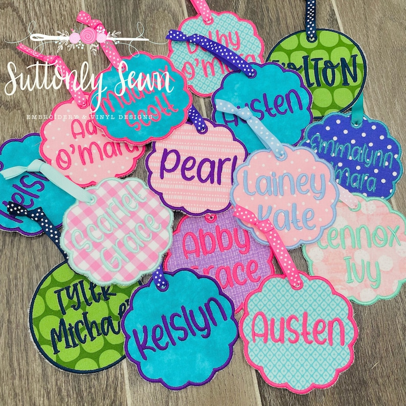 Embroidered Fabric Bag Tags Personalized Bookbag Luggage - Etsy