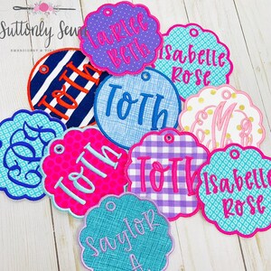 Embroidered Fabric Bag Tags, Personalized, Bookbag, Luggage - Etsy