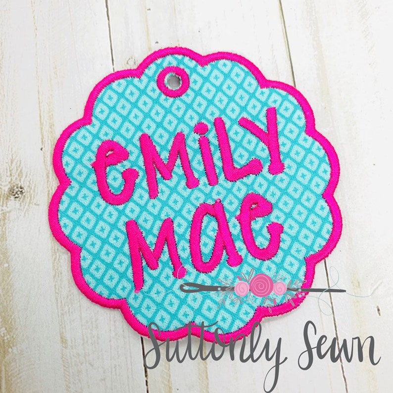 Embroidered fabric bag tags personalized bookbag luggage | Etsy