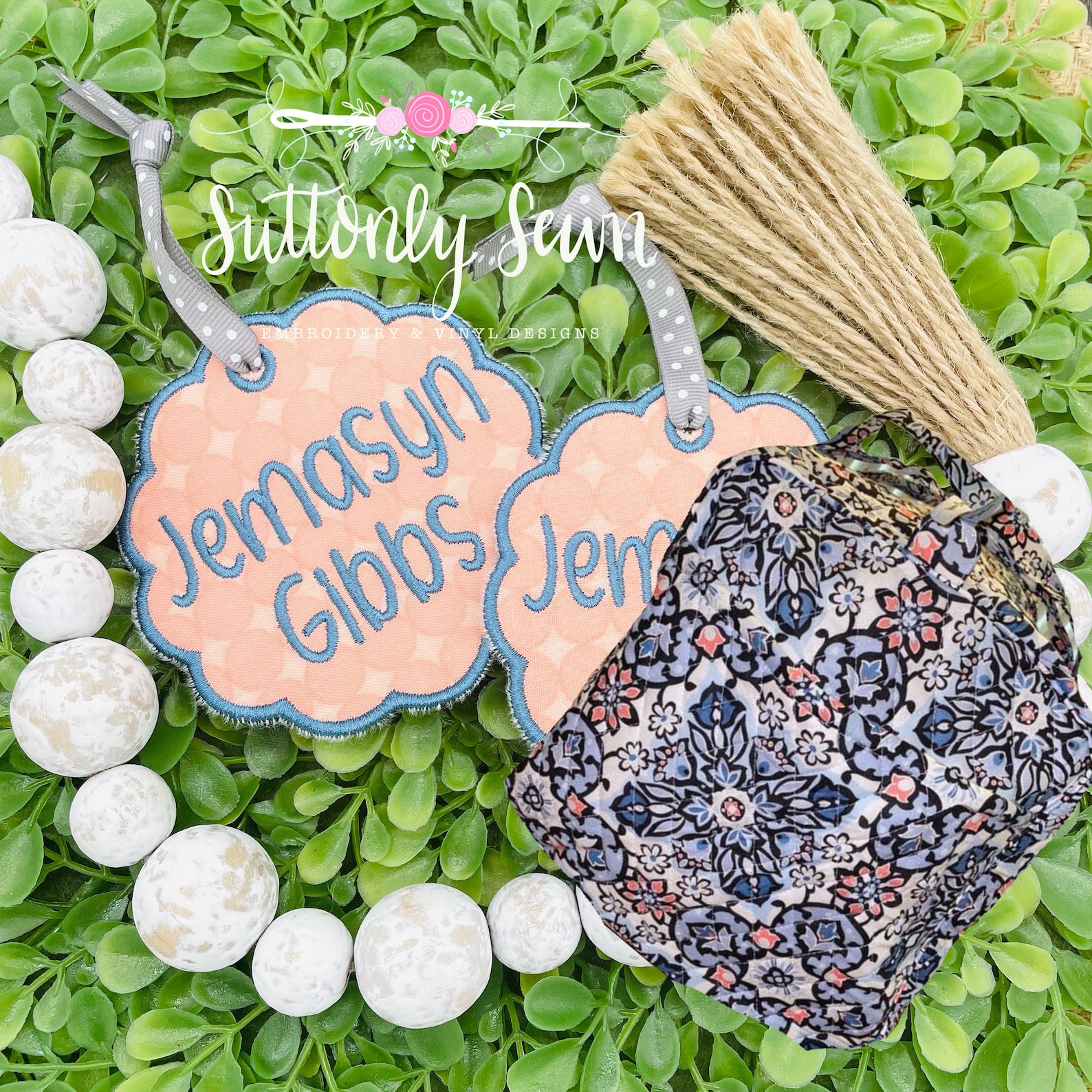 Embroidered Fabric Bag Tags, Personalized, Bookbag, Luggage - Etsy