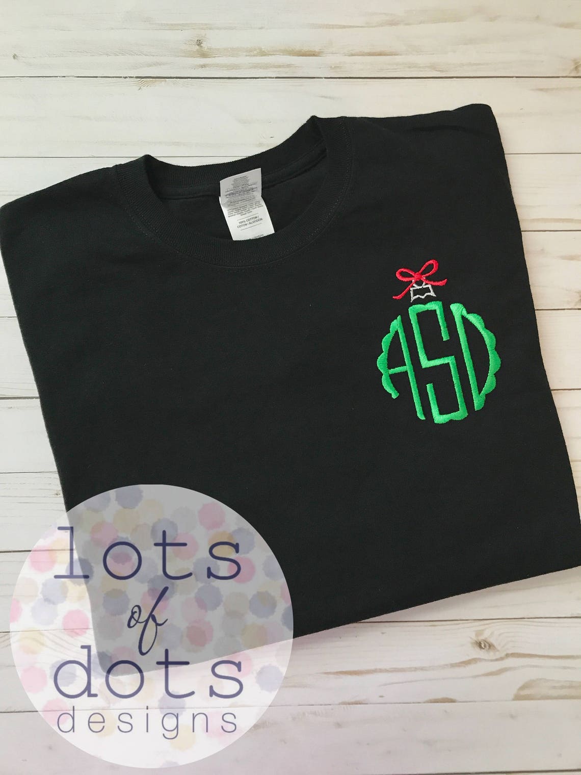 Embroidered Monogram Christmas Ornament Shirt - Etsy