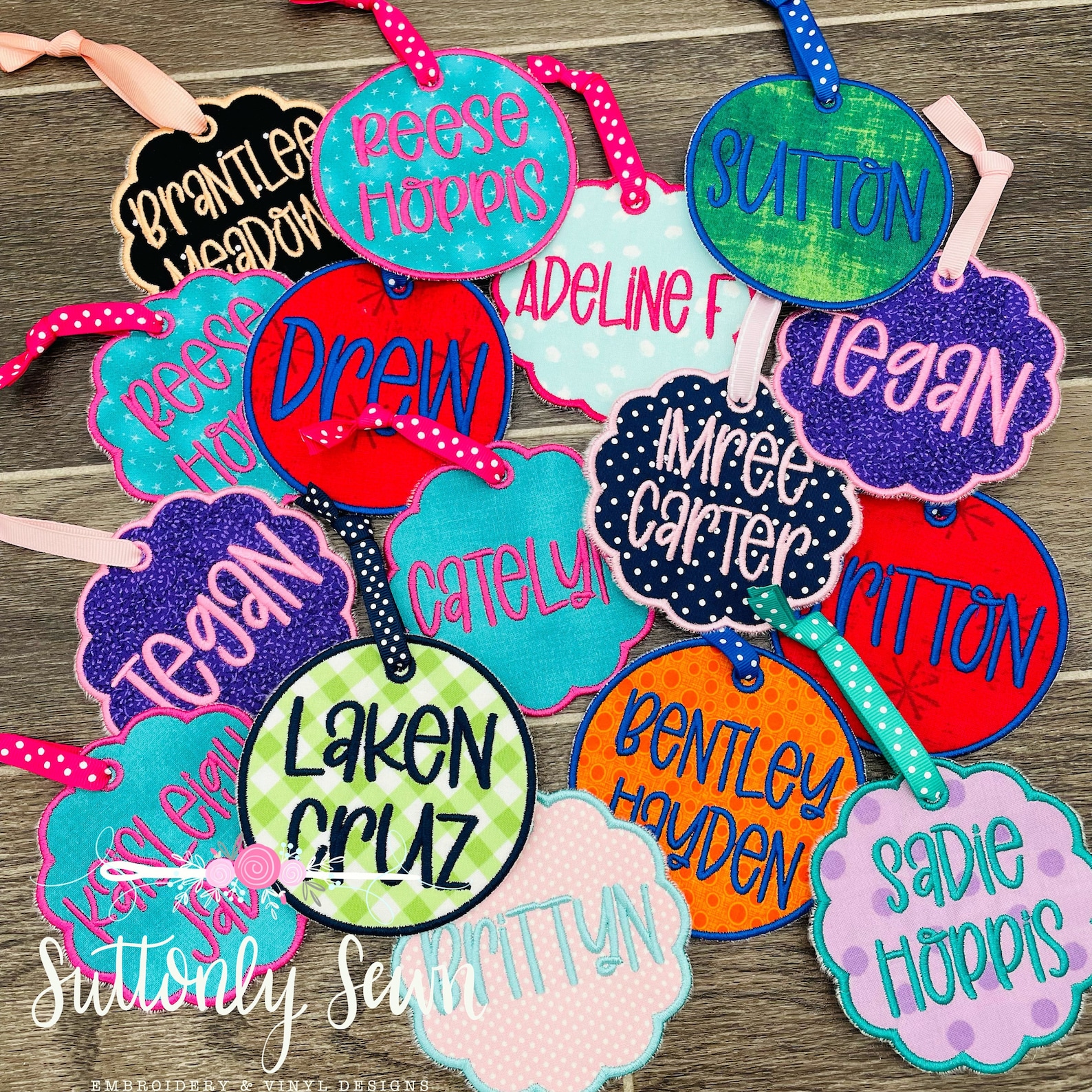 Embroidered Fabric Bag Tags, Personalized, Bookbag, Luggage - Etsy