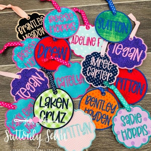 Embroidered Fabric Bag Tags, Personalized, Bookbag, Luggage - Etsy