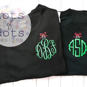 Embroidered Monogram Christmas Ornament Shirt - Etsy