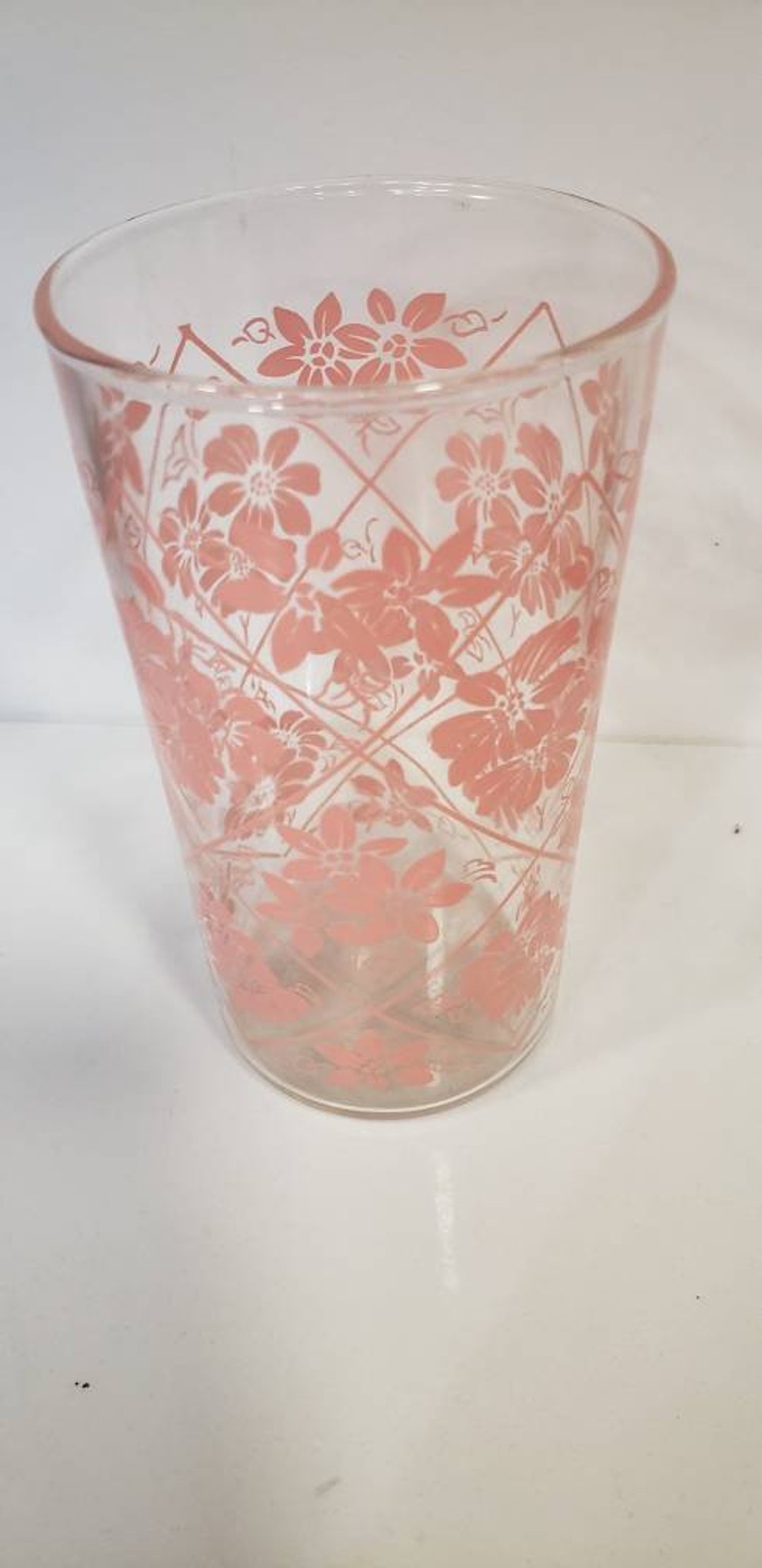 Pink Floral With Geometric Outline Drinking Glass - Etsy