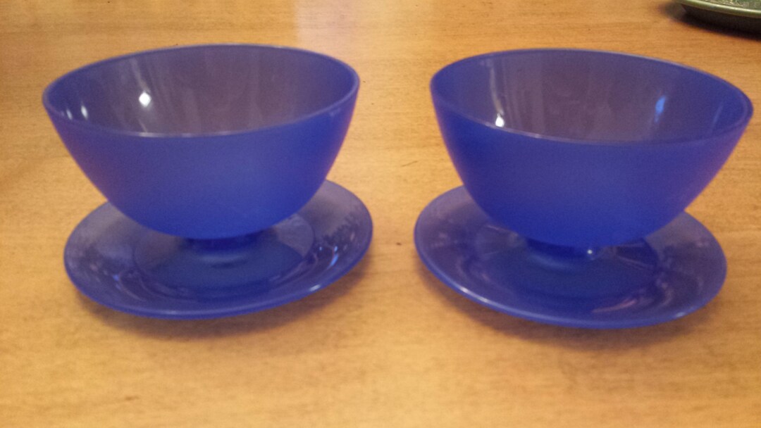 Vintage Blue Tupperware Pudding Cups Set of 2 - Etsy