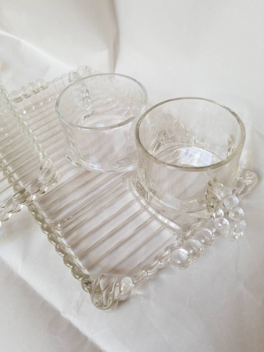 Candlewick or Bubbleglass Snack Set - Etsy