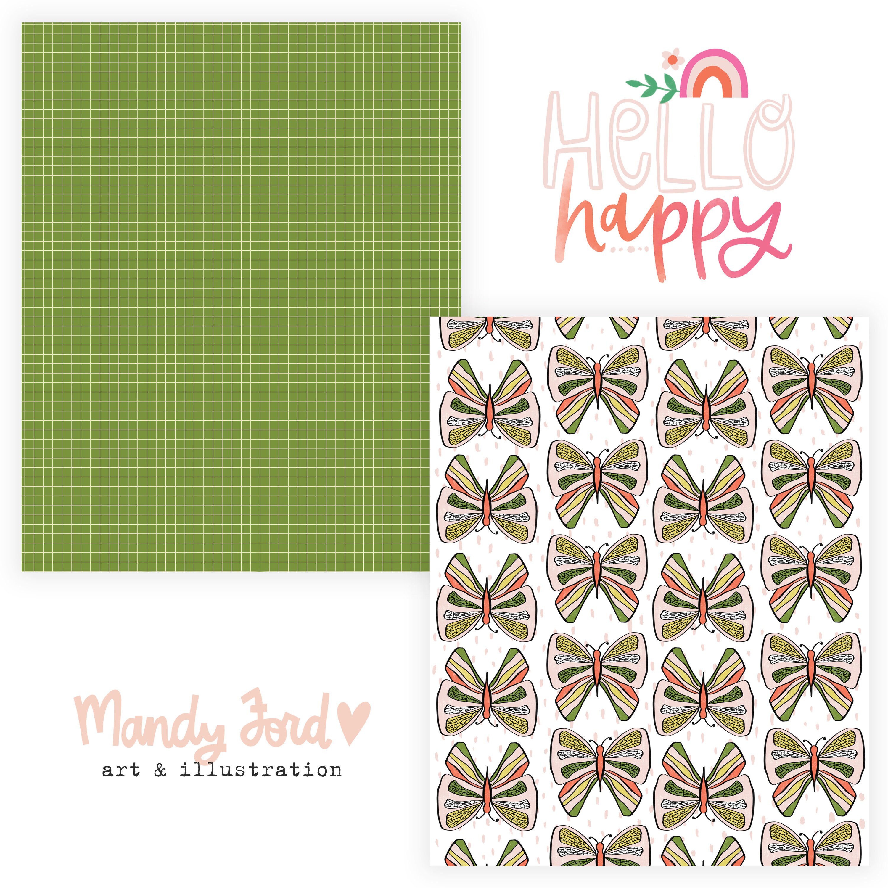 Hello Happy Printable Scrapbooking Paper Kit Planner Paper | Etsy