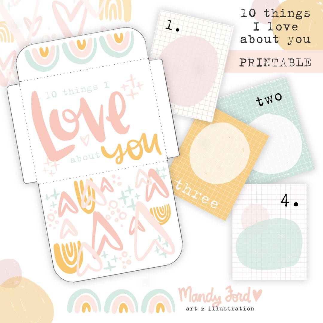 10 Things I Love About You Valentine Printable | Valentine's Day Gift ...