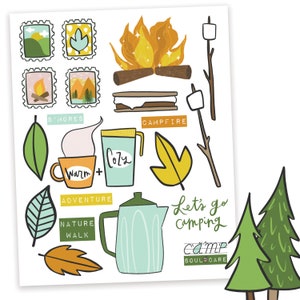 Printable Camping Themed Stickers Scrapbooking Kit - Etsy