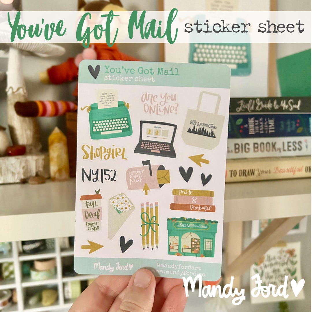 Bookish Sticker Sheet You've Got Mail Stickers Reading Sticker Kathleen ...