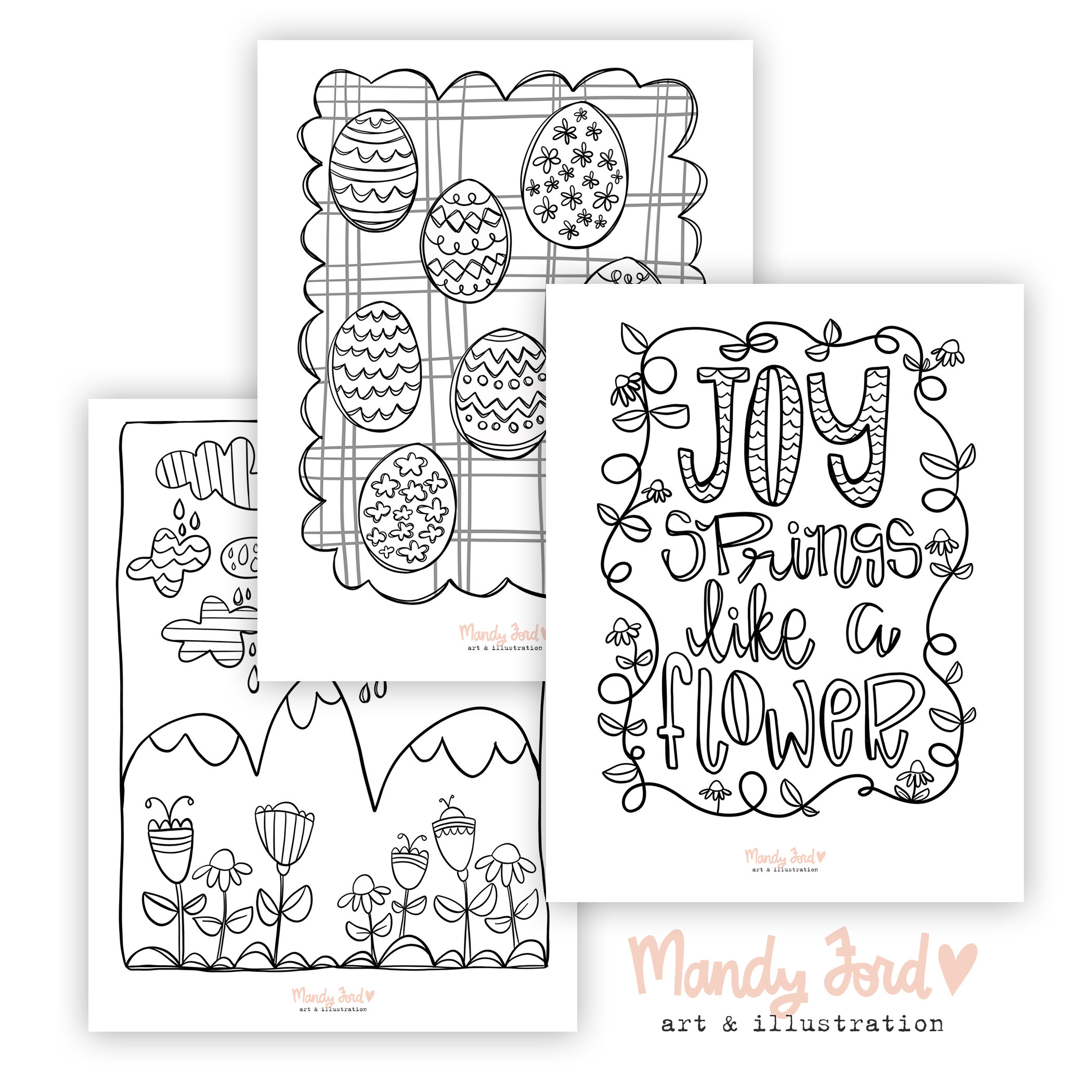 PRINTABLE Spring Easter Coloring Pages, Coloring Book Printable, Easter ...