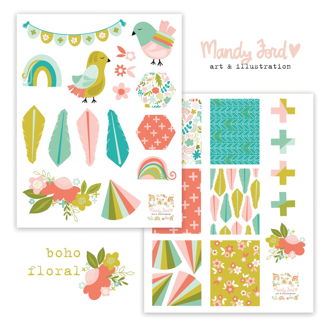 Boho Floral Printable Scrapbooking Kit | Traveler's Notebook ...