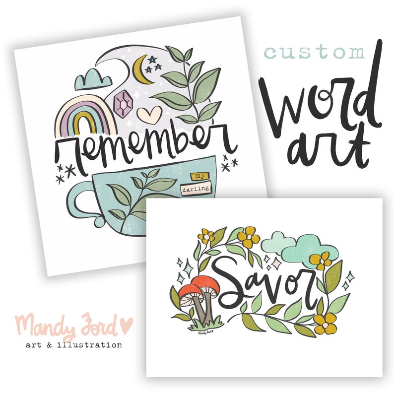 Word Art Custom Word of the Year Artwork Custom Lettering One - Etsy