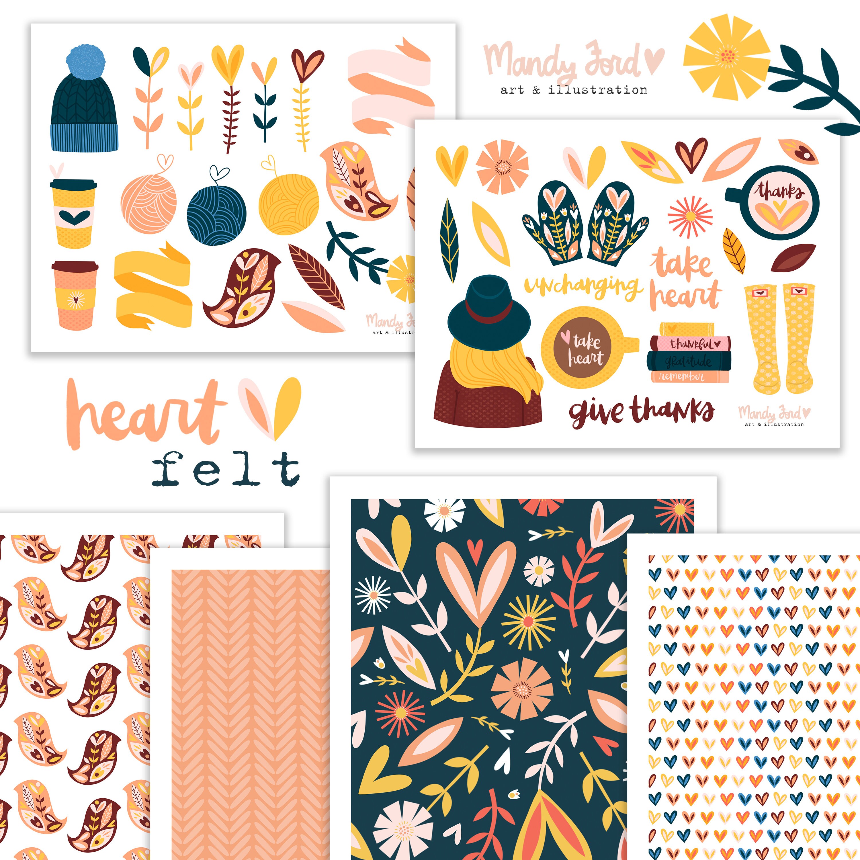Heartfelt Autumn Printable Scrapbooking Kit Fall Stickers - Etsy
