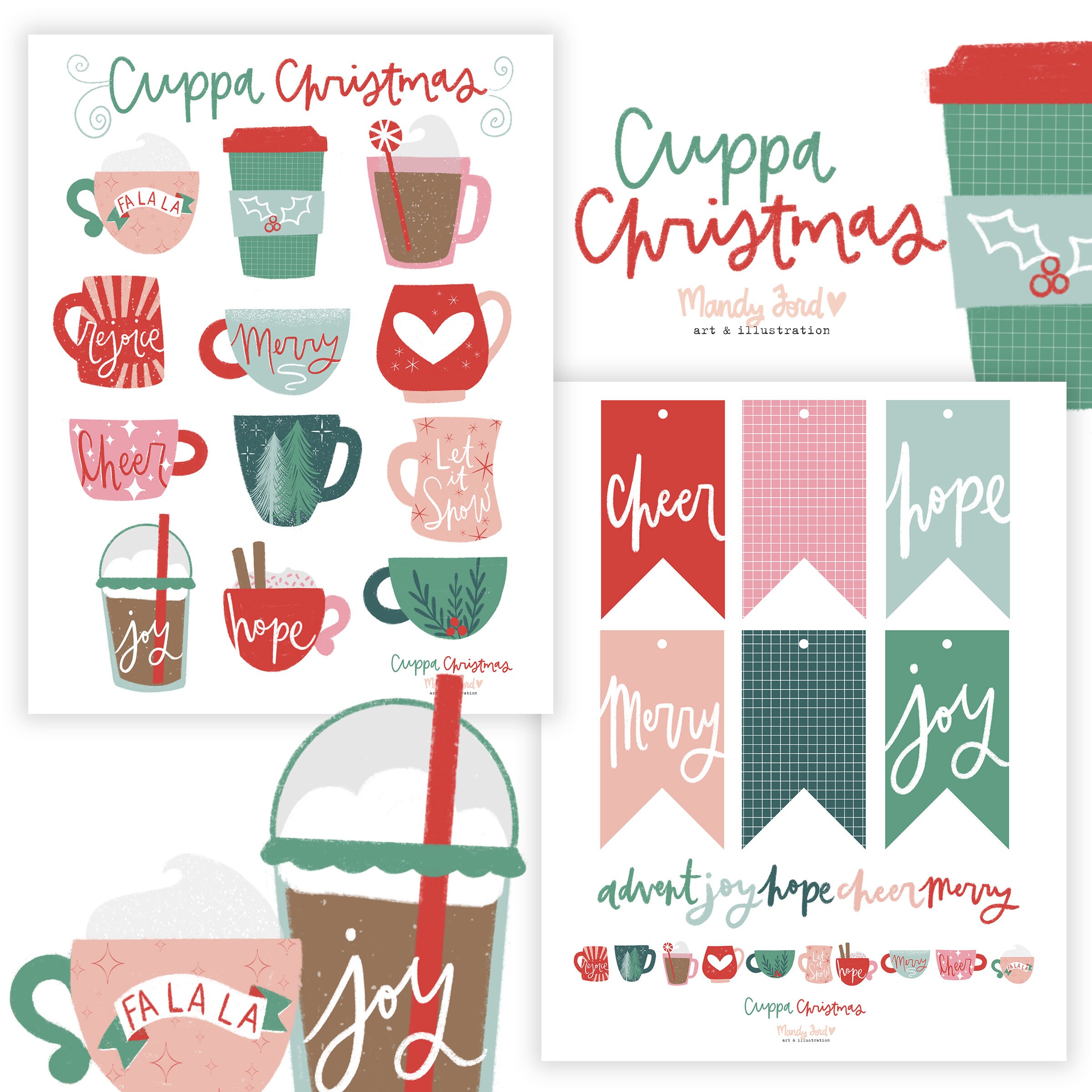 Cuppa Christmas Stickers | Printable Scrapbooking Kit (PDF Pattern) - Etsy