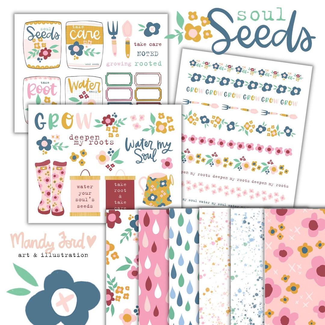Printable Stickers Gardening Printable Scrapbooking Kit Printable ...