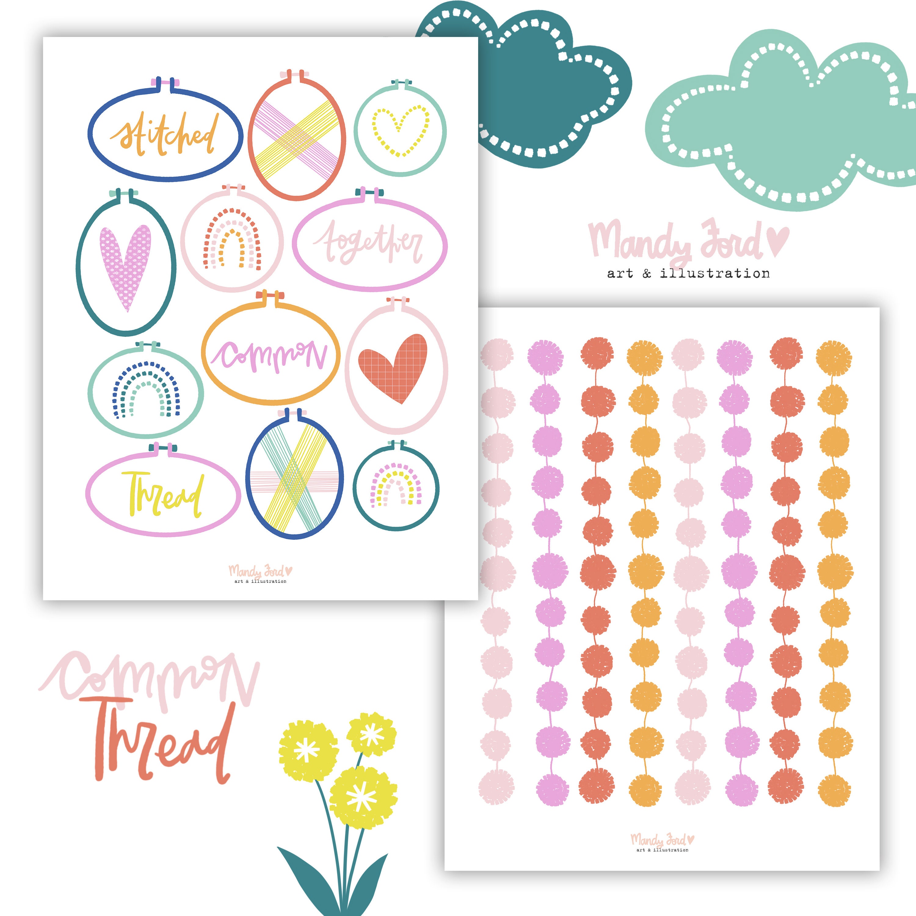 Common Thread Printable Scrapbooking Kit Planner Stickers - Etsy