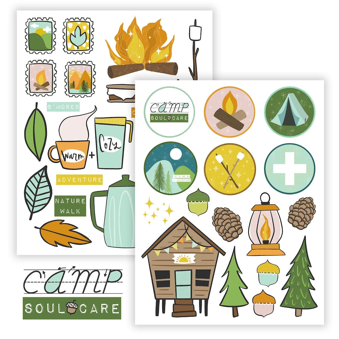 Printable Camping Themed Stickers | Scrapbooking Kit | Papercrafting ...
