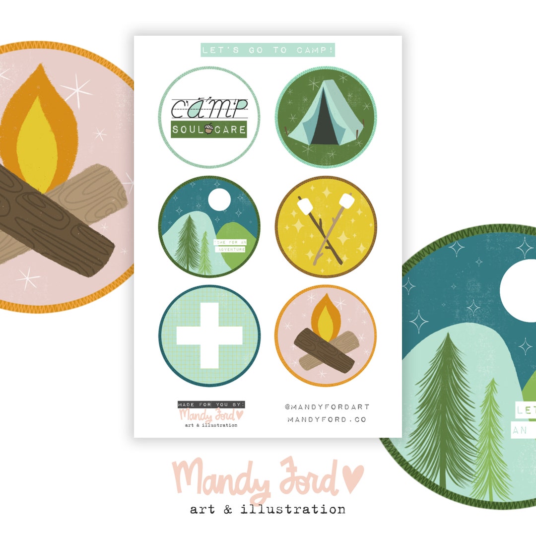 Camp Soul Care Sticker Sheet | Camp Badges | Vinyl Sticker Sheet | Hand ...