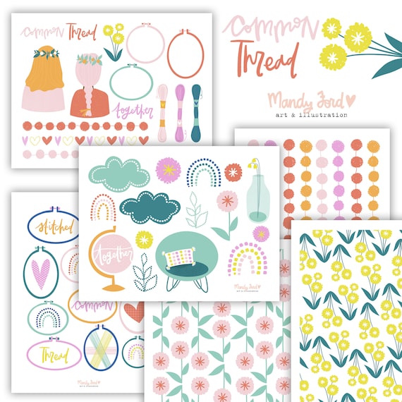 Common Thread Printable Scrapbooking Kit Planner Stickers - Etsy