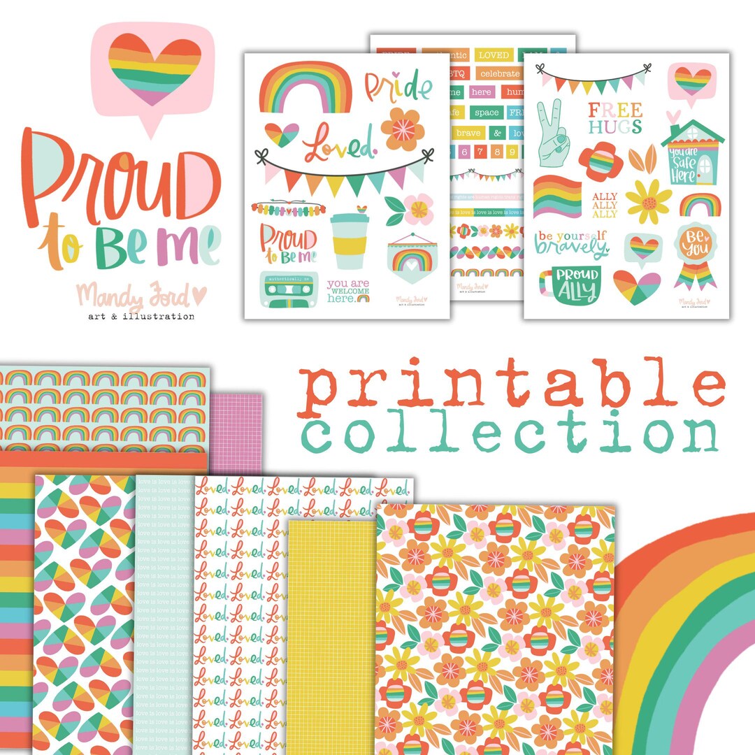 Pride Printable Scrapbook Kit: LGBTQ Stickers, Paper (PDF) - Etsy